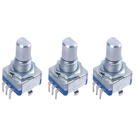 3X 20 Point Shaft Detents Encoder And 360 Degree Rotary With Push Button Blue Silver Lazada