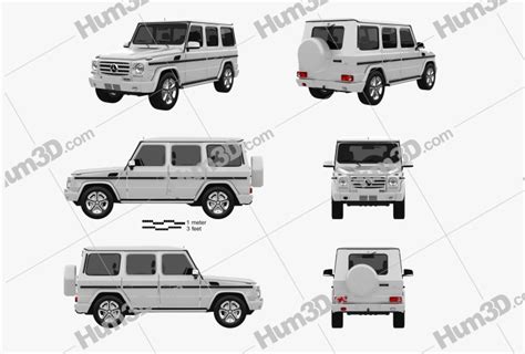 Mercedes Benz G Class 5 Door 2016 Blueprint Template