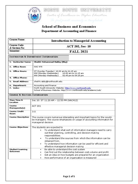 Act202 Course Outline Fall2021 Pdf Test Assessment Educational