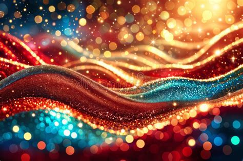 Vibrant Flowing Colorful Abstract Design With Sparkling Particles Stock Illustration