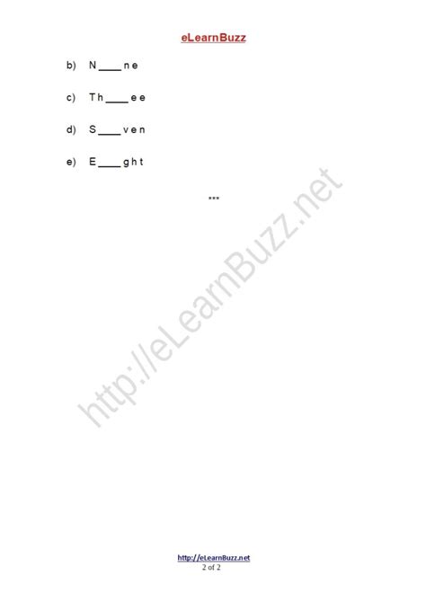 Number Name Worksheet For Class Set Elearnbuzz