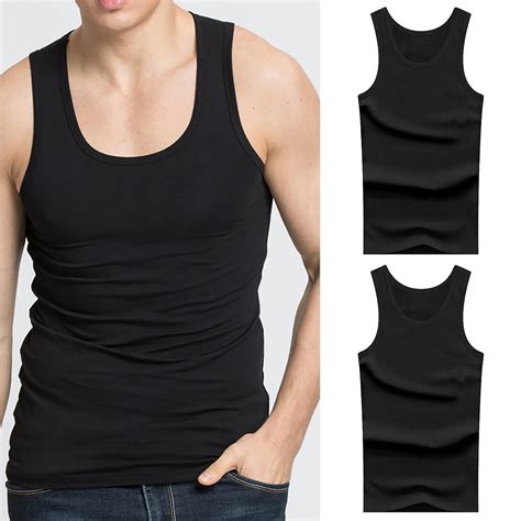 Wuwuqf Undershirts For Men Pack Sleeveless Shirts Tank Top High Elastic