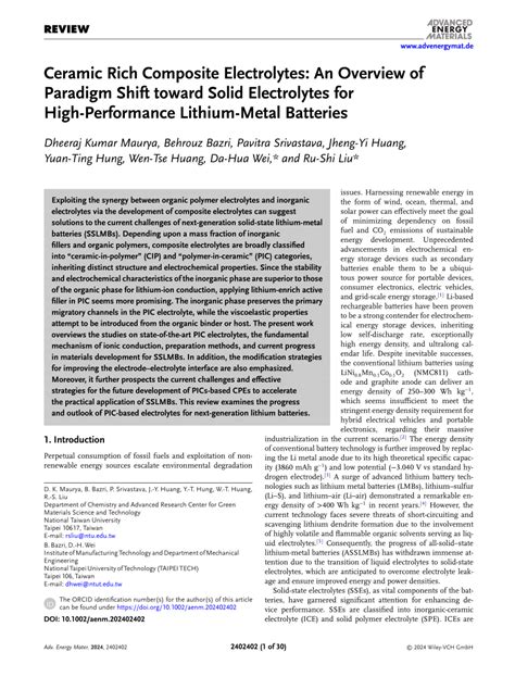Ceramic Rich Composite Electrolytes An Overview Of Paradigm Shift