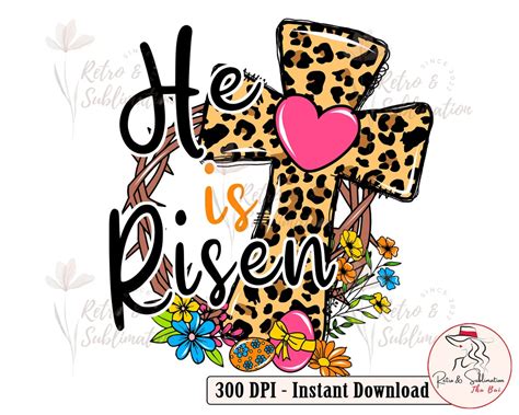 He Is Risen Easter Png Christian Png Cross Bunny Png Happy Easter