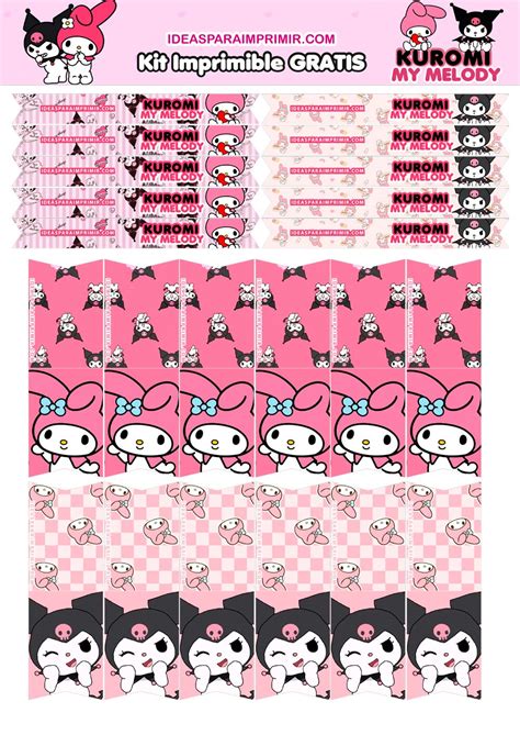 KIT de cumpleaños de KUROMI y MY MELODY para imprimir GRATIS Incluye