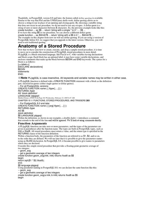 Anatomy Of A Stored Procedure Function Arguments Pdf Parameter
