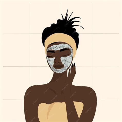 Mujer Joven De Piel Oscura Aplica Un Exfoliante En La Cara Después De