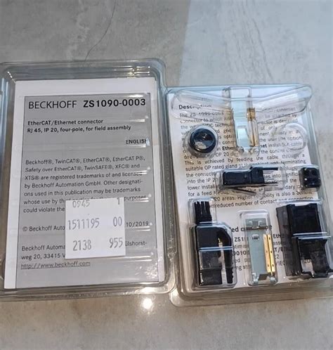 Zs1090 0003 Zb9010 Beckhoff Industrial Ethernet Cable Ethercat Cable Plug Empower Laptop