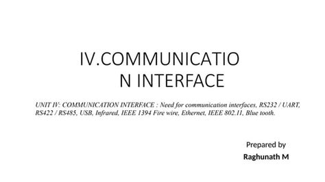 Communication Interface Of The Embedded Systems Ppt