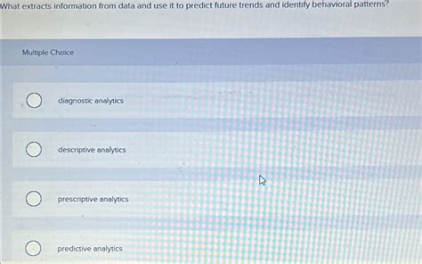 Solved What Extracts Information From Data And Use It To
