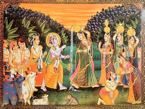 Lord Krishna Playfully Teasing Radha Lord Krishna Krishna Radha Painting Krishna Painting