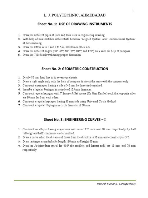 Engineering Graphics Sheet Data Pdf Circle Geometry