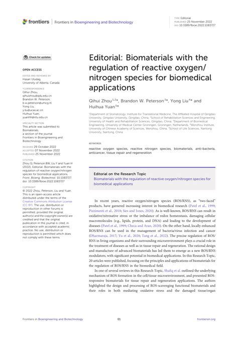 Pdf Editorial Biomaterials With The Regulation Of Reactive Oxygen