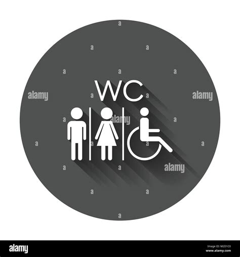 Wc Toilet Flat Vector Icon Men And Women Sign For Restroom With Long