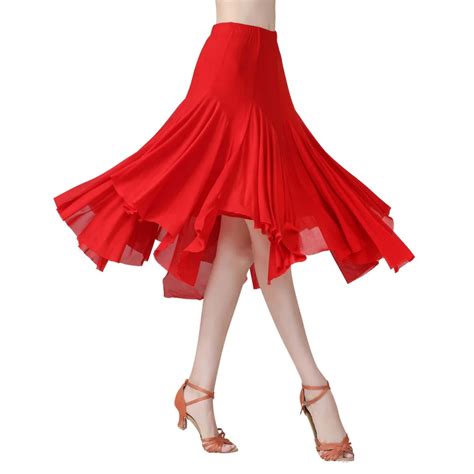 Falda Latina Para Mujer Nuevo Estilo Elegante Baile De Sal N Baile Latino Malla 4 Colores