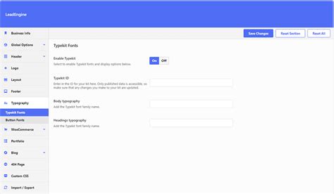 Typekit Fonts LeadEngine Theme Documentation