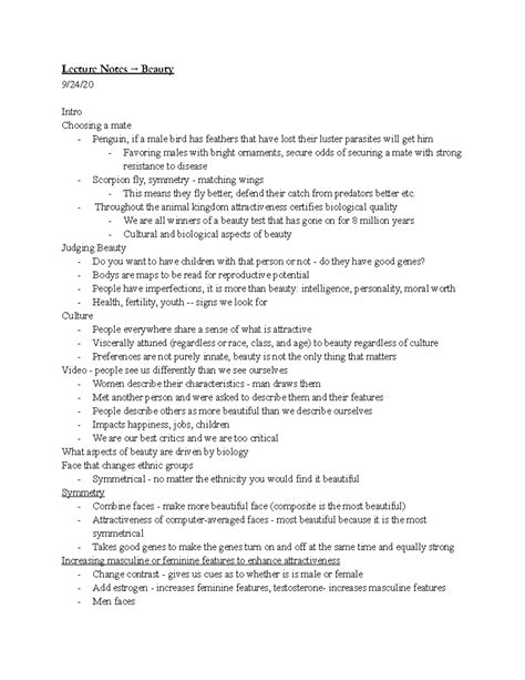 Human Sex Notes 2 Lecture Notes Beauty 9 24 Intro Choosing A Mate Penguin If A Male
