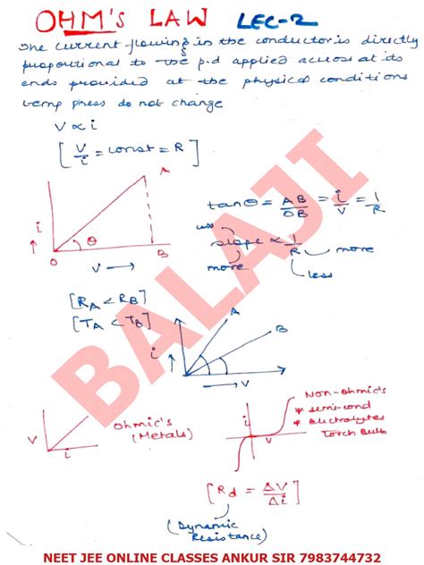 Current Electricity Class Notes Lec 2 Pdf