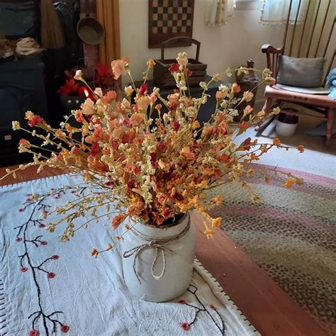 Cream Blossom Bush Floral Spray Greenery 17 Inches Fake Greenery Etsy