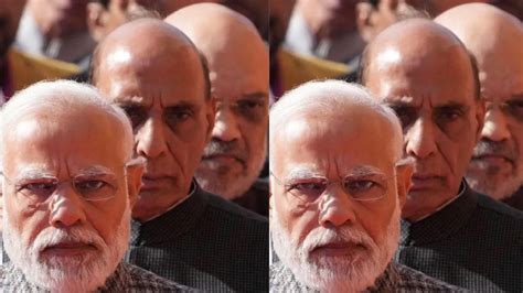 Pm Modi Rajnath Singh Amit Shah Parliament Stand Up In Line Viral Pti