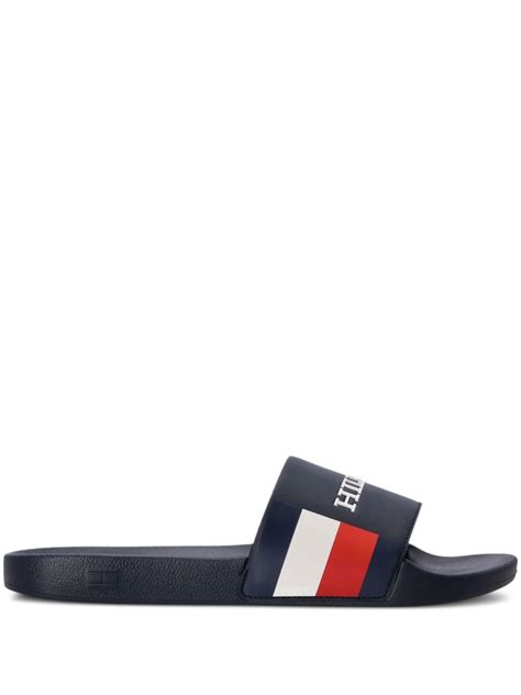 Tommy Hilfiger Striped Pool Slides Blue Farfetch Ng