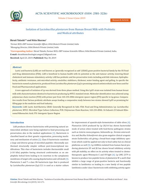 Pdf Isolation Of Lactobacillus Plantarum From Human Breast Milk With Probiotic And Medical