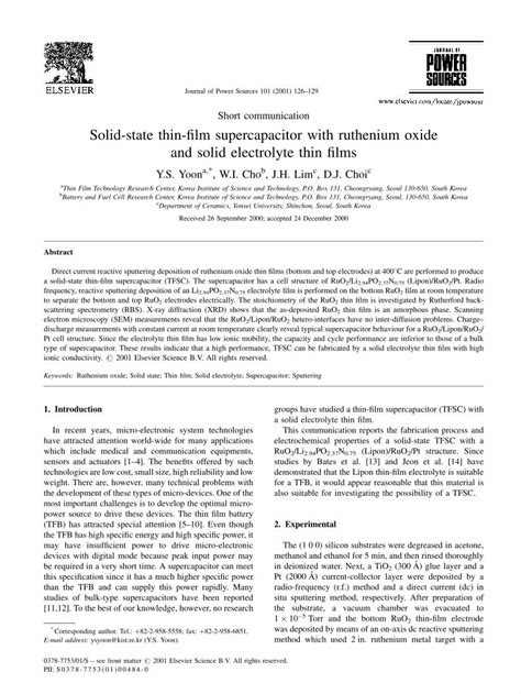 Pdf Solid State Thin Film Supercapacitor With Ruthenium Oxide And