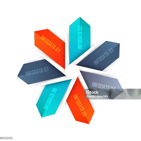 7 부품 단계 또는 옵션 화살표 벡터 종이 접기 Infographic 디자인 서식 파일입니다 프로젝트 단계 시각화에 대 한 그림입니다 비즈니스 프리젠테이션입니다 0명에 대한