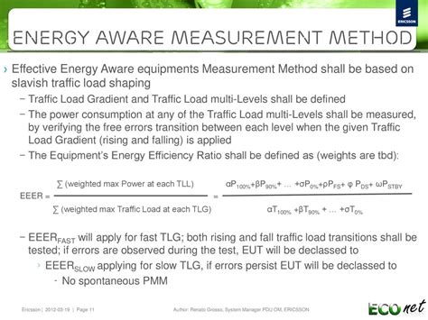 Energy Aware Equipments Measurement Method Ericssons Contribution To ECONET Project March Ppt