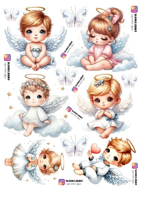 Вафельна картинка Ангелочки Ангелочки Крещение Шаблоны для печати