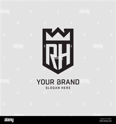 Initial Rh Logo Shield Shape Creative Esport Logo Design Vector