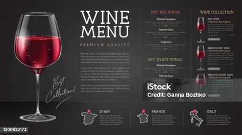 Desain Menu Restoran Anggur Dengan Gelas Dan Botol Anggur Yang