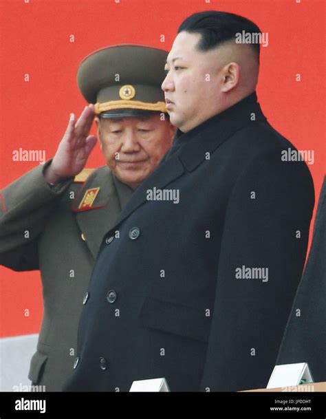 North Korean Leader Kim Jong Un R Attends A Memorial Service