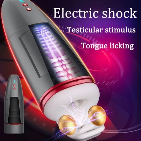 Electric Shock Vibrating Male Masturbator Realistic Vagina Licking Electrical Stimulation Testis