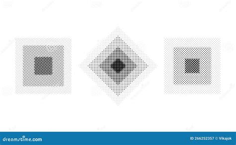 Halftone Concentric Square Set Comic Texture Rectangles Collection