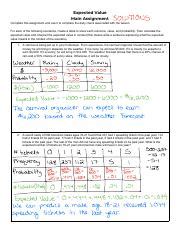 Expected Value Main Assignment SOLUTIONS Pdf Expected Value Main Assignment SOLUTIONS Complete