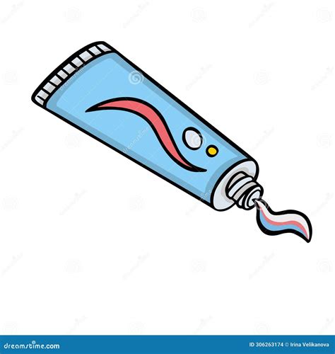 Open Tube Of Toothpaste Tooth Care Vector Cartoon Sketch