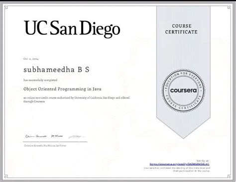 Subhameedha Bs On Linkedin Java Oop Coursera Programming