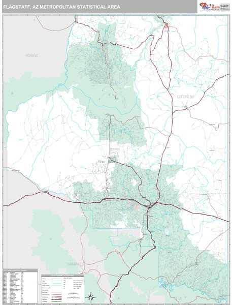 Flagstaff Az Metro Area Zip Code Wall Map Premium Style By Marketmaps