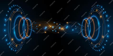 Premium Vector Digital Glowing Hud Circles In Scifi Style With Neural