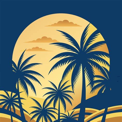Palm Tree Leaf Pattern Vector Illustration Flat 2 Premium Ai