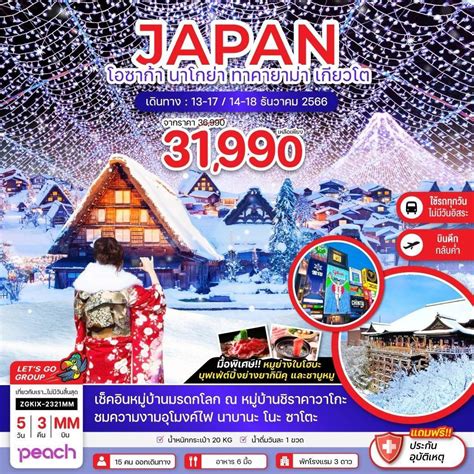 ทัวร์ไฟไหม้ ญี่ปุ่น โอซาก้า นาโกย่า ทาคายาม่า เกียวโต 5 วัน 3 คืน ชมงานประดับไฟ นาบานะ โนะ ซาโตะ