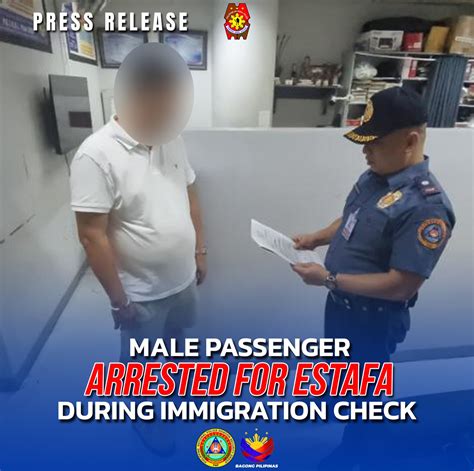 Pnp Avseg Pr 202507 0124 Male Passenger Arrested For Estafa During