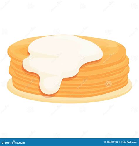 Milk Cream Pancakes Icon Cartoon Vector Cute Stack Menu Stock Vector
