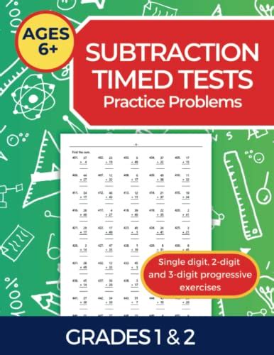 Subtraction Timed Tests 5000 Questions With Solutions For Grades 1 2 From Age 6 Up By Whiz