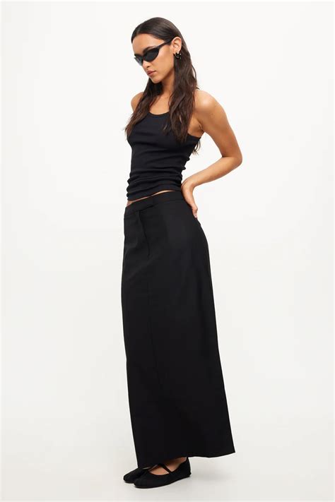 Shop The Lioness Minimalist Maxi Skirt Onyx Selfie Leslie