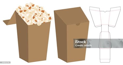 包裝模具設計3d 樣機向量圖形及更多盒圖片 盒 爆谷 一組物體 Istock