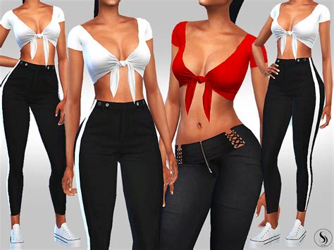 The Sims Resource Short Sleeve Tie Tops