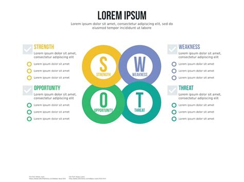 Swot Infographic 요소 및 프리젠 테이션 템플릿 라운드 프리미엄 벡터
