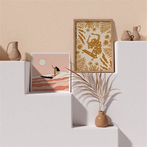 Nude Surfer Girl By Full Moon Square Art Print Etsy Canada